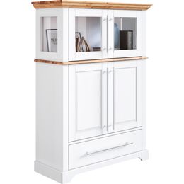 Highboard Home Affaire "Meliss", gelb (weiß, honig), B:94cm H:133cm T:39cm, FSC-zertifiziertes Massivholz, Sideboards