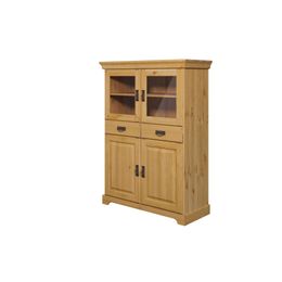 Highboard Home Affaire "Rügen" Sideboards Gr. B/H/T: 95 cm x 130 cm x 40 cm, 2 St., beige (natur) Vitrine im Landhausstil, zertifiziertes Massivholz, Höhe 131 cm