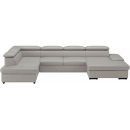Sit & More Wohnlandschaft SIT & MORE "Alcudia U-Form", grau (light grau), B:349cm H:73cm T:226cm, Sofas, wahlweise mit Bettfunktion