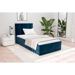 Polsterbett "Prag", blau (königsblau), B:120cm L:210cm, Bezug 100% Polyester, Polsterung: Polsterwatte, Material Gestell: gepolsterter Holzwerkstoff, Westfalia Schlafkomfort, Betten, 3 Matraztenarten wählbar, mit und ohne Bettkasten