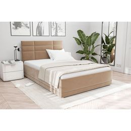 Polsterbett "Prag", beige, B:140cm L:210cm, Bezug 100% Polyester, Polsterung: Polsterwatte, Material Gestell: gepolsterter Holzwerkstoff, Westfalia Schlafkomfort, Betten, 3 Matraztenarten wählbar, mit und ohne Bettkasten