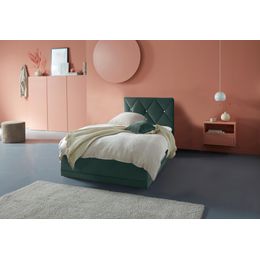 Polsterbett "Adamas", grün (moosgrün), L:210cm, Bezug: 100% Polyester, Polsterung: Polsterwatte, Material Gestell: gepolsterter Holzwerkstoff, Westfalia Schlafkomfort, Betten, auch mit Bettkasten, Knopfheftung mit Strasssteinen