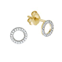 Paar Ohrstecker Vivance "375 Gelbgold zweifarbig" Ohrringe Gr. ONE-SIZE, 0,06 ct, Gold, gelb (gelb + weiß) Damen