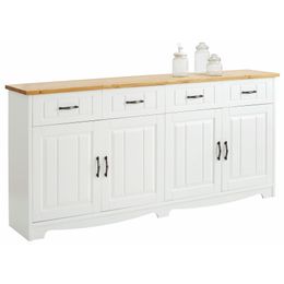 Sideboard Home Affaire "Trinidad" Sideboards Gr. B/H/T: 194 cm x 89 cm x 37 cm, gelb (weiß, honigfarben) Kommode, Breite 194 cm