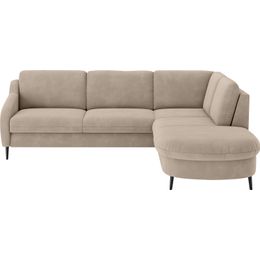 Sit & More Ecksofa SIT & MORE "Soul L-Form", beige, B:257cm H:90cm T:239cm, 100% Polyester, Sofas, Ecksofa, wahlweise mit Bettfunktion und Bettkasten oder Schubkasten