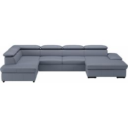 Sit & More Wohnlandschaft SIT & MORE "Alcudia U-Form", bunt (graublau), B:349cm H:73cm T:226cm, Sofas, wahlweise mit Bettfunktion