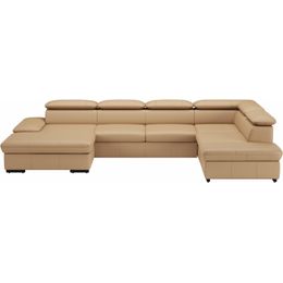 Sit & More Wohnlandschaft SIT & MORE "Alcudia U-Form", braun (cappuccino), B:349cm H:73cm T:226cm, Sofas, wahlweise mit Bettfunktion