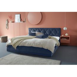 Polsterbett "Adamas", blau (königsblau), L:210cm, Bezug: 100% Polyester, Polsterung: Polsterwatte, Material Gestell: gepolsterter Holzwerkstoff, Westfalia Schlafkomfort, Betten, auch mit Bettkasten, Knopfheftung mit Strasssteinen