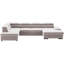 Sit & More Wohnlandschaft SIT & MORE "Alcudia U-Form", silber, B:349cm H:73cm T:226cm, 98% Polyester, 2% Polyamid, Sofas, wahlweise mit Bettfunktion