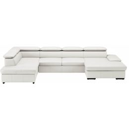 Sit & More Wohnlandschaft SIT & MORE "Alcudia U-Form", weiß (reinweiß), B:349cm H:73cm T:226cm, Sofas, wahlweise mit Bettfunktion
