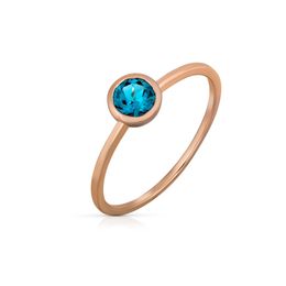 Fingerring OROLINO "585 Gold Roségold mit Blautopas (beh.) rund" Fingerringe Gr. 058 (18,5), Gold, rot (rot, blau) Damen