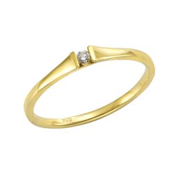 Fingerring OROLINO "Gold 585 mit Brillant 0,04ct." Gr. 18,5, gelb (gelb, weiß), Fingerringe, Damen, 058 (18,5), 0,04 ct SI = kleine Einschlüsse, Gold