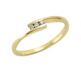 Fingerring OROLINO "Gold 585 mit 3x Brillant zus. 0,06ct." Fingerringe Gr. 058 (18,5), 0,06 ct SI = kleine Einschlüsse, Gold, gelb (gelb, weiß) Damen