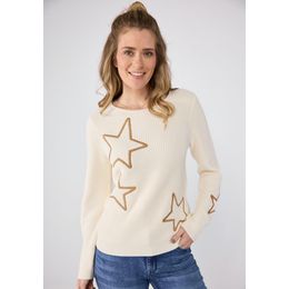 LIEBLINGSSTÜCK Rundhalspullover LIEBLINGSSTÜCK "TaleaL" Gr. 42, beige (hellbeige) Damen Pullover mit aufgestickten Sternen