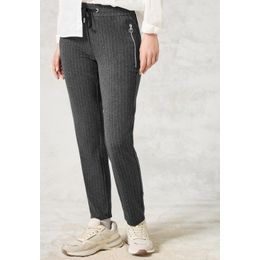 Stoffhose Cecil "TRACEY", Damen, Gr. L (42), Länge 28, grau (dunkelgrau melange), Web, Obermaterial: 67% Polyester, 30% Viskose, 3% Elasthan, meliert, Nadelstreifen, casual, regular fit knöchellang, Hosen, im Nadelstreifen-Look