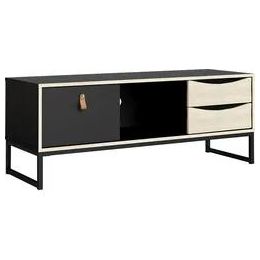 TV-Board Andas "Stubbe" Sideboards Gr. B/H/T: 117,2cm x 45cm x 40,0cm, 3 St., schwarz TV-Kommode, Breite 117,2cm, 3 Schubkästen, 1 Ledergriff