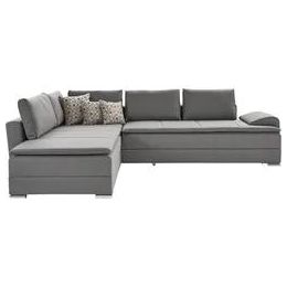 Ecksofa Inosign "Night & Day L-Form" Sofas Gr. B/H/T: 324cm x 95cm x 218cm, Struktur, Recamiere links, mit Taschenfederkern, grau (hellgrau) mit Boxspring Bettfunktion 180x200 cm, Dauerschläfer