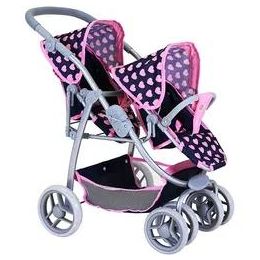 Puppen-Zwillingsbuggy KNORRTOYS "Milo - Pink Hearts" Puppenwagen pink (pink hearts) Kinder