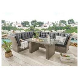 Garten-Essgruppe Destiny "PALMA", grau (vintage grau), B:220cm T:280cm, Obermaterial: 100% Polyester. Füllung: 100% Polyurethan, Sitzmöbel-Sets, Aluminium, Polyrattan