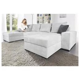 Wohnlandschaft Collection AB "Josy U-Form" Sofas Gr. B/H/T: 313cm x 84cm x 161cm, Cord, Recamiere beidseitig montierbar, grau (hellgrau) mit Schlaffunktion, Bettkasten und Zierkissen, 2 Recamieren