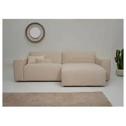 Ecksofa Inosign "Clayton" Sofas Gr. B/H/T: 247cm x 70cm x 141cm, Cord, Recamiere rechts, beige (sand) in einem trendigen Cord-Bezug, verschiedene Kombinationen verfügbar