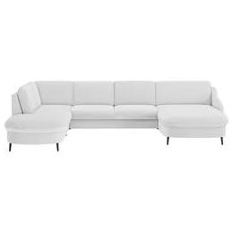 Sit & More Wohnlandschaft SIT & MORE "Soul U-Form" Sofas Gr. B/H/T: 356cm x 90cm x 239cm, Flachgewebe, Ottomane links, mit Bett-ohne Bettkasten, weiß (silber) wahlweise mit Bettfunktion und Bettkasten oder Schubkasten