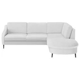 Sit & More Ecksofa SIT & MORE "Soul L-Form" Sofas Gr. B/H/T: 257cm x 90cm x 239cm, Flachgewebe, Ottomane rechts, ohne Bett-ohne Bettkasten, weiß (silber) wahlweise mit Bettfunktion und Bettkasten oder Schubkasten