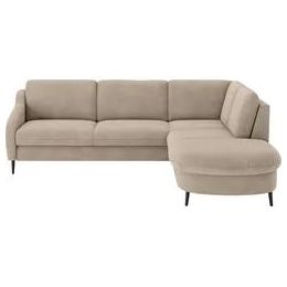 Sit & More Ecksofa SIT & MORE "Soul L-Form" Sofas Gr. B/H/T: 257cm x 90cm x 239cm, Struktur, Ottomane rechts, mit Bett-mit Bettkasten, beige wahlweise mit Bettfunktion und Bettkasten oder Schubkasten