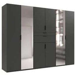 Drehtürenschrank wimex "Moldau OTTOs CHOICE TOPSELLER Lieferung bis in Deine Etage" Schränke Gr. B/H/T: 270cm x 208cm x 58cm, 8 St., grau (graphit) Kleiderschrank mit Spiegel, 2 Schubladen in Breiten schwarze Griffe