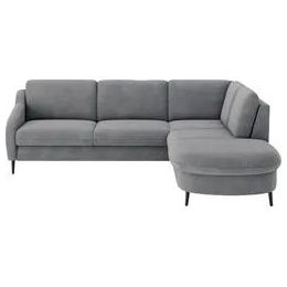 Sit & More Ecksofa SIT & MORE "Soul L-Form" Sofas Gr. B/H/T: 257cm x 90cm x 239cm, Struktur, Ottomane rechts, mit Bett-mit Bettkasten, grau (stone) wahlweise mit Bettfunktion und Bettkasten oder Schubkasten