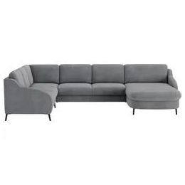 Sit & More Wohnlandschaft SIT & MORE "Soul U-Form" Sofas Gr. B/H/T: 356cm x 90cm x 227cm, Struktur, Recamiere rechts, mit Bett-ohne Schubkasten, grau (stone) wahlweise mit Bettfunktion und Bettkasten oder Schubkasten