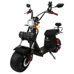 E-Motorroller Rolektro "E-Chopper 45, 2 x 60V-25,6Ah Lithium-Akku, 3000 Watt" Elektromotorroller schwarz (schwarz + schwarz) bis zu 108 km Reichweite, mit USB-Anschluss und integr. Alarmanlage