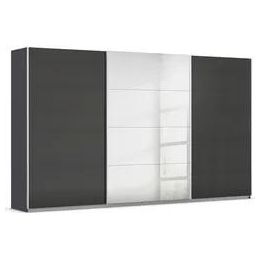 Schwebetürenschrank Rauch "Kleiderschrank Schrank Garderobe AGORDO mit Dekor- oder Hochglanzfront" Schränke Gr. B/H/T: 360cm x 210cm x 62cm, 3 St., grau (graumetallic/hochglanz effektgrau) durchdachte Innenausstattung, in 4 Breiten und 2 Höhen MADE IN GERMANY