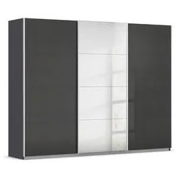 Schwebetürenschrank Rauch "Kleiderschrank Schrank Garderobe AGORDO mit Dekor- oder Hochglanzfront" Schränke Gr. B/H/T: 271cm x 210cm x 62cm, 3 St., grau (graumetallic/hochglanz effektgrau) durchdachte Innenausstattung, in 4 Breiten und 2 Höhen MADE IN GERMANY