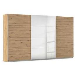 Schwebetürenschrank Rauch "Kleiderschrank Schrank Garderobe AGORDO mit Dekor- oder Hochglanzfront" Schränke Gr. B/H/T: 360cm x 210cm x 62cm, 3 St., braun (eiche artisan) durchdachte Innenausstattung, in 4 Breiten und 2 Höhen MADE IN GERMANY