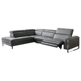 Ecksofa Calia italia "Pier, Design und erstklassiger Sitzkomfort im Einklang, L-Form" Sofas Gr. B/H/T: 290cm x 78cm x 202cm, Leder NIRVANA, Ottomane links, mit elektrischer Relaxfunktion, grau (grigio) mit elektrischer Relaxfunktion, in hochwertigem Lederbezug