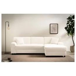 Ecksofa Inosign "Turah 2, L-Form, in Cord u. wasserabweisender Microfaser, Federkern" Sofas Gr. B/H/T: 241cm x 79cm x 146cm, Luxus-Microfaser flauschig, Recamiere rechts, mit Bettfunktion, beige (creme) BTH: 24114679 cm, incl. Zierkissen, wahlweise mit Bettfunktion