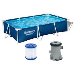 Framepool Bestway "Steel Pro" Schwimmbecken Gr. B/H/L: Breite 201cm x Höhe 66cm x Länge 300cm, 3300 l, blau (dunkelblau) mit Filterpumpe, 300x201x66 cm