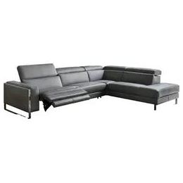 Ecksofa Calia italia "Pier, Design und erstklassiger Sitzkomfort im Einklang, L-Form" Sofas Gr. B/H/T: 290cm x 78cm x 202cm, Leder NIRVANA, Ottomane rechts, mit elektrischer Relaxfunktion, grau (grigio) mit elektrischer Relaxfunktion, in hochwertigem Lederbezug