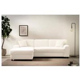 Ecksofa Inosign "Turah 2, L-Form, in Cord u. wasserabweisender Microfaser, Federkern" Sofas Gr. B/H/T: 241cm x 79cm x 146cm, Luxus-Microfaser flauschig, Recamiere links, mit Bettfunktion, beige (creme) BTH: 24114679 cm, incl. Zierkissen, wahlweise mit Bettfunktion