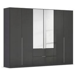 Drehtürenschrank Rauch "Kleiderschrank Schrank Garderobe AGORDO mit Dekor- oder Hochglanzfront" Schränke Gr. B/H/T: 271cm x 210cm x 54cm, 6 St., grau (graumetallic/hochglanz effektgrau) mit Außenschubkästen, in 6 Breiten und 2 Höhen MADE IN GERMANY