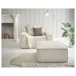 Sessel Home Affaire "SHERWOOD" Gr. Cord, B/H/T: 120 cm x 85 cm x 166 cm, beige (hellbeige) Loveseat und Hocker im Set, passend zur Polster-Serie SHERWOOD