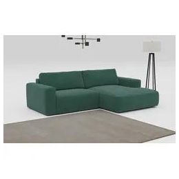 Ecksofa COTTA "Lasso L-Form" Sofas Gr. B: 288cm, Struktur fein, Recamiere rechts, grün (racing green) mit breiter Recamiere im trendigen Cord oder angenehmen Strukturstoff