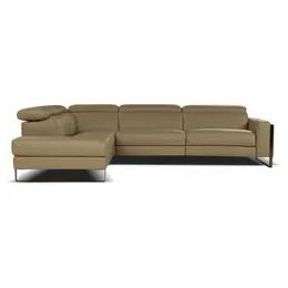 Ecksofa Calia italia "Pier, Design und erstklassiger Sitzkomfort im Einklang, L-Form" Sofas Gr. B/H/T: 310cm x 78cm x 202cm, Leder BULL, Ottomane links, ohne elektrische Relax, beige in hochwertigem Lederbezug, 310 cm Breite