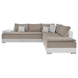 Ecksofa Inosign "Night & Day L-Form" Sofas Gr. B/H/T: 324cm x 95cm x 218cm, Cord, Recamiere rechts, mit Bonnellfederkern, grau (taupe) mit Boxspring Bettfunktion 180x200 cm, Dauerschläfer