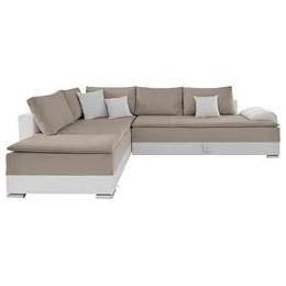 Ecksofa Inosign "Night & Day L-Form" Sofas Gr. B/H/T: 324cm x 95cm x 218cm, Cord, Recamiere links, mit Taschenfederkern, grau (taupe) mit Boxspring Bettfunktion 180x200 cm, Dauerschläfer