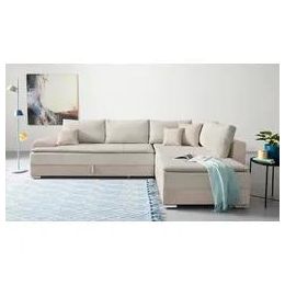 Ecksofa Inosign "Night & Day L-Form" Sofas Gr. B/H/T: 324cm x 95cm x 218cm, Cord, Recamiere rechts, mit Taschenfederkern, beige mit Boxspring Bettfunktion 180x200 cm, Dauerschläfer