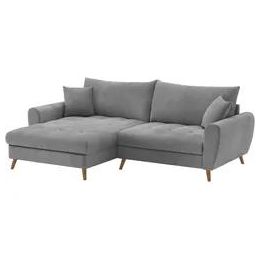 Ecksofa Home Affaire "Blackburn II" Sofas Gr. B/H/T: 246cm x 71cm x 170cm, Microfaser, Recamiere links, grau (memphis 20 stone) Wahlweise mit Kaltschaumpolsterung bis 140 kg belastbar