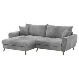 Ecksofa Home Affaire "Blackburn II, L-Form" Sofas Gr. B/H/T: 246cm x 71cm x 170cm, Velours, Recamiere links, grau (dolce 16 graphite) Mit Kaltschaumpolsterung bis 140 kg belastbar