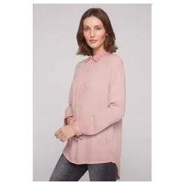 Langarmbluse SOCCX, Damen, Gr. S, rosa (rose blush), Material: 100% Viskose, bedruckt, Glitzermuster, casual, lässig geschnitten lang, hoch geschlossener Ausschnitt, Blusen, mit längerer Rückenpartie